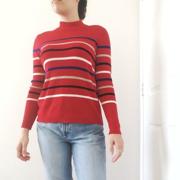 Hampshire Studio Boo! | Tops | Red Striped Mock Neck | Poshmark